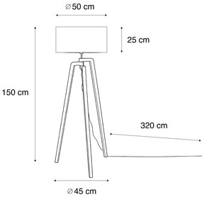 Stojací lampa černá s sametovým stínidlem bronz 50 cm - Puros