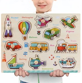 Montessori dřevěné hračky - vkládačky s držátky Barva: A3021
