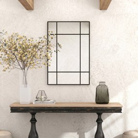 HOMCOM Obdélníkové nástěnné zrcadlo 90x60 cm s kovovým rámem - Dekorativní zrcadlo do obývacího pokoje, ložnice a předsíně
