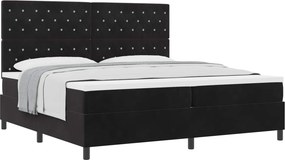 Postel s boxspringem s matrací s čelo Černý 200 x 200 cm samet 3339790