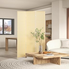 HOMCOM Interiérový dřevěný paravan 3 panely 135 x 180 cm Skladný rozdělovací separator pro obývací pokoj a ložnici, přírodní dřevo