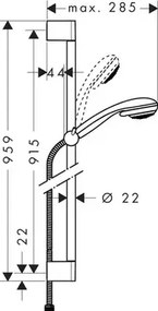 Hansgrohe Crometta 85 - Set sprchové hlavice | 2 proudy | tyče 0.90 m