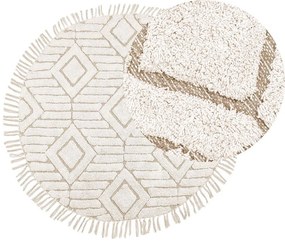 Kulatý bavlněný koberec ø 140 cm béžový HORASAN Beliani
