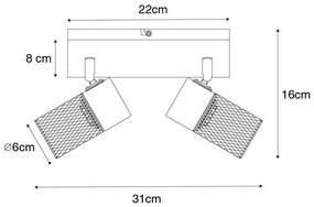 Průmyslové bodové svítidlo černé 2-světlo nastavitelné - Jim