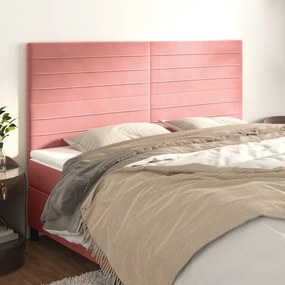 Čelo postele růžové 200x5x118/128 cm sametové 3116543