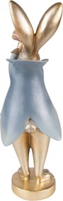 Dekorace králík v modrém kabátku s trumpetou - 9*8*26 cm