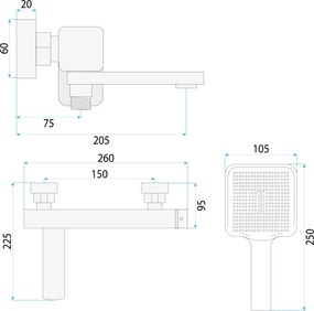 Vanová baterie REA ARLO, černá