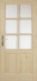 Orkan Interiérové dveře 6lux Eco, 90 P, 950 × 1985 mm, masivní dřevo, pravé, borovice, prosklené