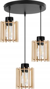Závěsné Stropní Svítidlo Trojitý Lustr Dřevěný Moderní Boho Led