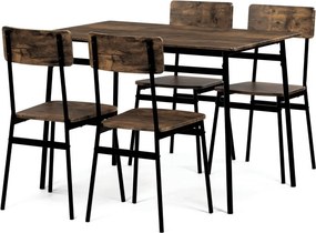 Set jídelní (1+4), MDF dekor divoký dub, černý kov (110 x 70) cm hnědá