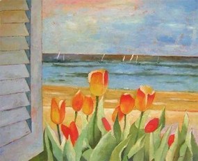 Krásný koutek s tulipány - 60 x 90 cm