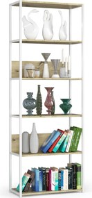 Kovový regál Loft 70 cm bílá/dub artisan