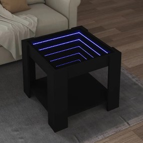 Konferenční stolek s LED černý 53 x 53 x 45 cm kompozitní dřevo