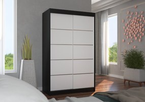 ADRK Šatní skříň posuvná BENISSO B-W 120, bílá/černá