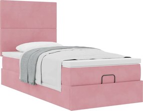 Osmanský rám postele s matracemi růžová 80x200cm samet 3313366