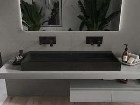 Mexen Ava, umyvadlo na desku z konglomerátu B/O 120 x 46 cm, černá matná, 23011270