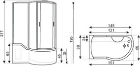 Novoterm Hydromasážní box NV-Fasia L 151x85 levý