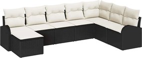 Set pohovek 8 ks Černá a bílá polyratan 3354826