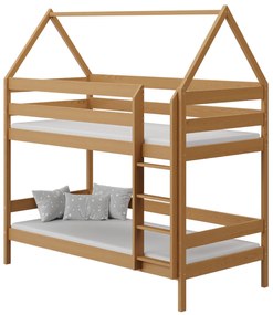 BabyBeds Dětská patrová postel DOMEČEK Velikost postele: 160x80 cm, Barva postele: Olše, Úložný prostor: Bez úložného prostoru