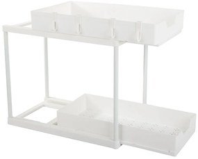 VERK GROUP Výsuvná polička se 2 šuplíky, bílý plast 36 x 40 x 22 cm SEAS