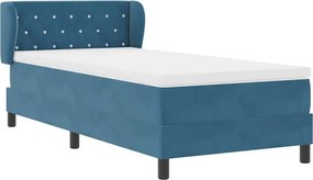 Postel s boxspringem s čelo Tmavě moddrá 90 x 200 cm samet 3340320