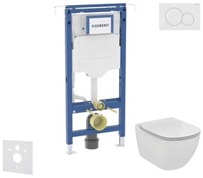 Geberit Duofix - Set předstěnové instalace, klozetu a sedátka Ideal Standard Tesi, tlačítka Sigma01, alpská bílá SANI11CD3125