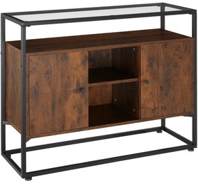 tectake 404684 komoda oldham 100x38x80,5cm - industriální dřevo tmavé, rustikální