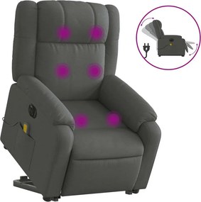 Elektrické zvedací masážní polohovací křeslo tmavě šedé textil 3205239