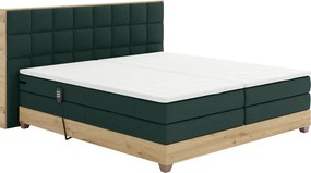 Elektrická polohovací postel, boxspring, zelená/dub artisan, 160x200, TIANA
