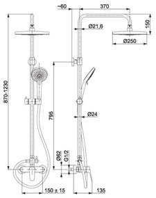 KFA Armatura 5556-910-81 - Sprchová sada s baterií OTAVA mosaz/matná černá