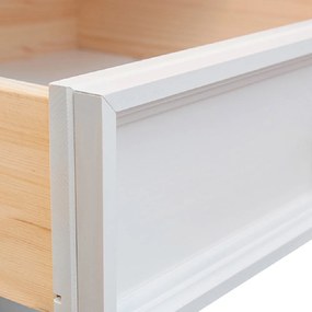 Massive home | Belluno Elegante bílá úzká vitrína z masivu s bílou deskou levá