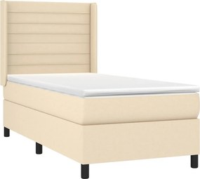 Box spring postel s matrací a LED krémová 90x200 cm textil 3138370