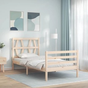 vidaXL Rám postele s čelem 90 x 200 cm masivní dřevo [3194365] Barva: Přírodní