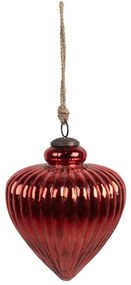 Červená skleněná vánoční ozdoba s vroubky L - Ø 13*17 cm