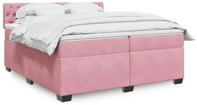 Box spring postel s matrací růžová 200x200 cm samet 3288713
