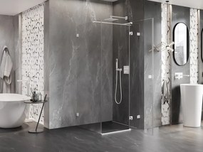 Mexen Lunar T, výklopný sprchový kout pravý 80 x 80 cm, 8mm čiré sklo, bílý profil, 834T-080-080-20-00-P