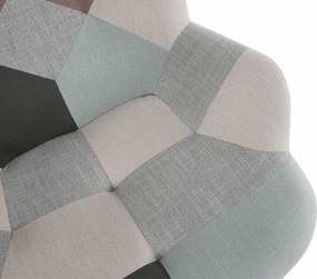 Houpací křeslo, zelená-bílá patchwork/bílá/buk, GERON