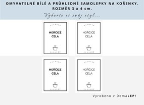 HOŘČICE CELÁ - Samolepka na kořenky 3 x 4 cm - DomaLEP varianta: BÍLÁ - tučné písmo