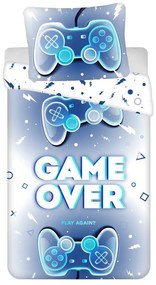 Bílo-modré bavlněné dětské povlečení na jednolůžko 140x200 cm Game over – Jerry Fabrics