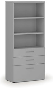 Kancelářská skříň s kombinovanými zásuvkami PRIMO GRAY, 800 x 420 x 1781 mm, šedá