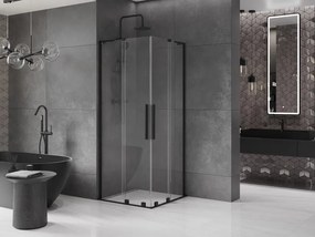 Mexen Velar L Duo, sprchový kout s posuvnými dveřmi 100 x 100 cm, 8mm čiré sklo, černá matná, 871-100-100-02-03-70