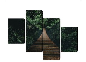 Vícedílný obraz Dřevěný Visutý Most V Lese Nedostatek Nedostatek Přírodní plátno 160x100