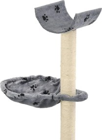 Škrabadlo pro kočky se sisalovými sloupky 105cm šedé s tlapkami 170624