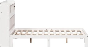 Postel s knihovnou bez matrace bílá 135x190 cm masivní borovice 3322592