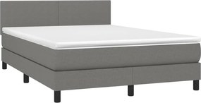 Box spring postel s matrací tmavě šedý 140 x 190 cm textil 3139890