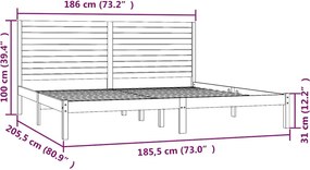 Rám postele bílý masivní dřevo 180 x 200 cm Super King 3104624