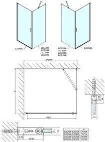 Polysan, Zoom Line Black obdélníková sprchová zástěna 900x800mm L/P varianta, ZL1290BZL3280B