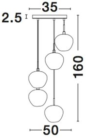 Nova Luce Závěsné svítidlo CEDRO kouřové sklo Bronz a černý kov E27 5x12W