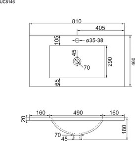 Mereo Mereo, Opto, koupelnová skříňka s keramickým umyvadlem 81 cm, bílá, dub, bílá/dub, černá, CN911