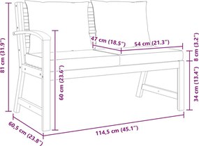 Zahradní lavice 114,5 cm tmavě šedá poduška masivní akácie 311837